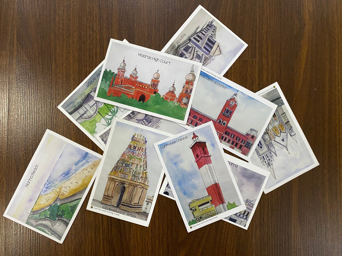 FlippAR Interactive, Augmented Reality, Chennai Themed, Postcards (10 ...